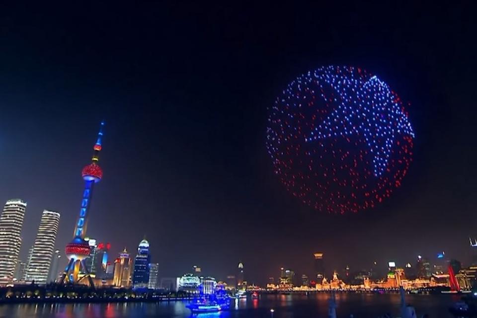 Show de drones en China fue un pregrabado para recibir el 2020